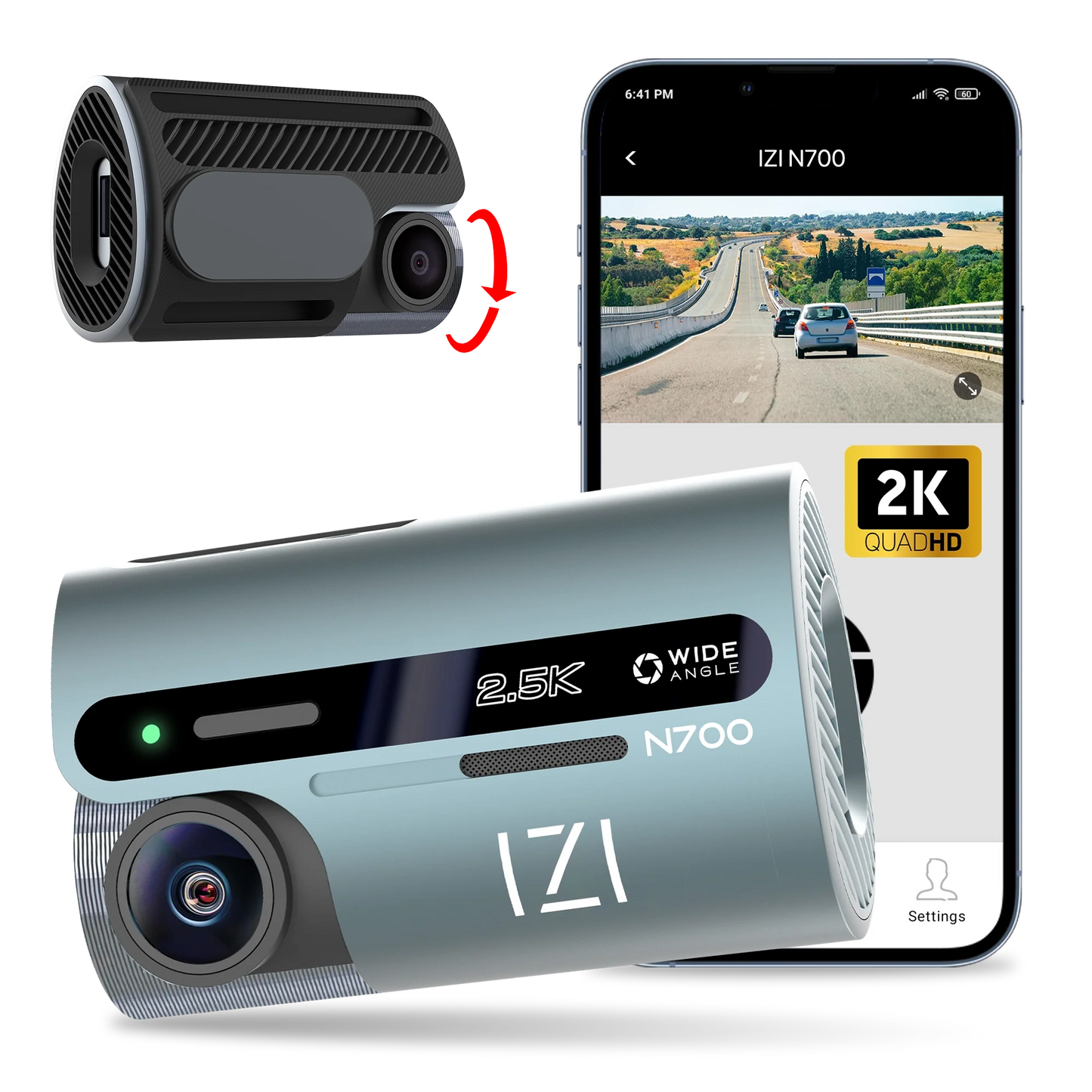 IZI N700 5 MP Car Dashboard Camera, 2.5K, Night Vision, WiFi, 512GB St ...